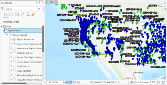 Introduction to GIS Analysis using Sasquatch Sightings - Geospatial ...