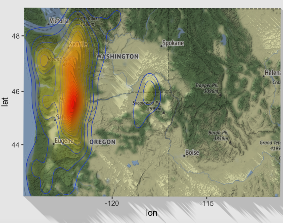3d Mapping Of Sasquatch Sightings In R With Rayshader Geospatial Training Services