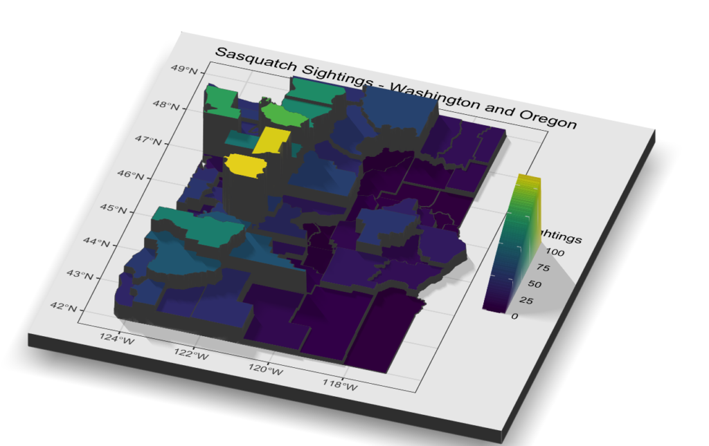 3D Mapping of Sasquatch Sightings in R with Rayshader - Geospatial Training Services