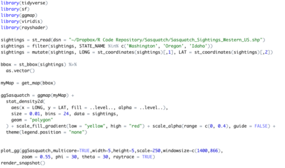 3D Mapping of Sasquatch Sightings in R with Rayshader - Geospatial ...